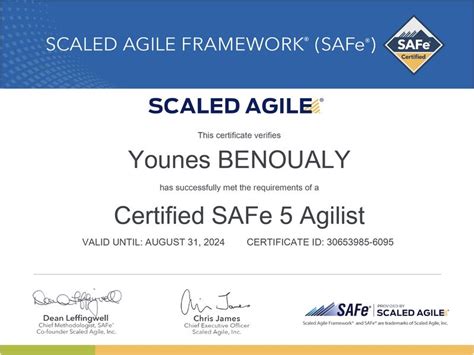 Younès Benoualy On Linkedin Formation Agile Safe Leadingsafe Certificateofcompletion