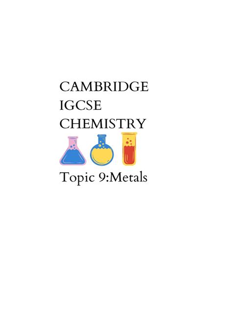 Cambridge Igcse Chemistry Notes Metals And Reactivity Series Pdf