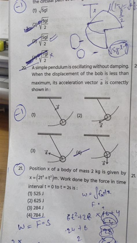 1 20 A Simple Pendulum Is Oscillating Without Damping When The Displ