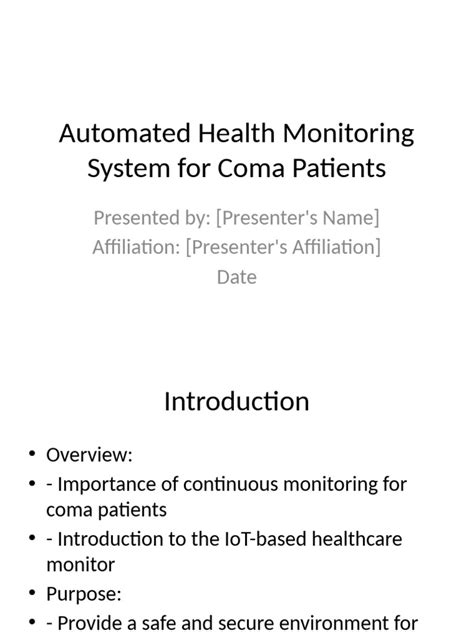 Automated Health Monitoring System Presentation Pdf Monitoring