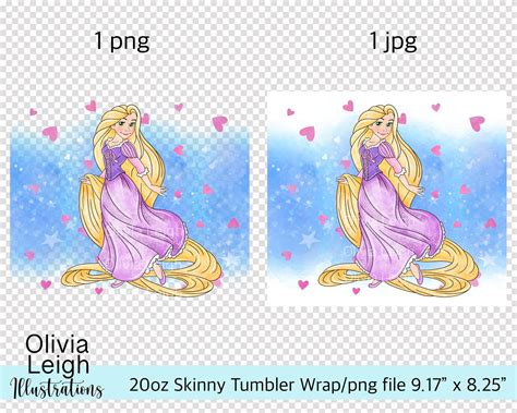 Princess Rapunzel Sublimation Design Wrap Png File Digital Etsy