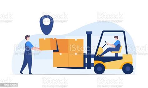 창고 직원은 유니폼 로딩 소포 상자를 착용하고 창고에서 제품을 확인합니다 운전자 직업에 대한 스톡 벡터 아트 및 기타 이미지
