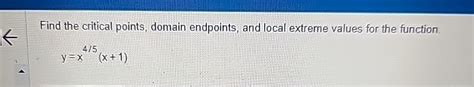 Solved Find The Critical Points Domain Endpoints And Local