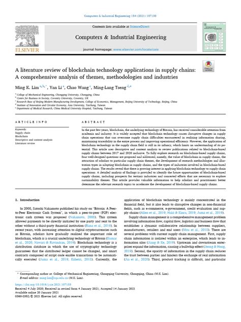 A Literature Review Of Blockchain Technology Applications In Supply Chains Pdf Supply Chain