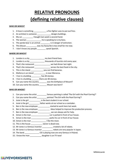 Relative Pronouns Relative Pronouns Pronoun Worksheets English
