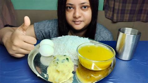 Asmr Dal Chawal Aloo Bharta Mukbang Boiled Egg Big Bites Asmr