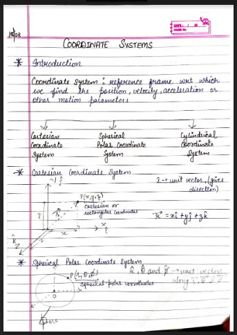 BSc H Physics Mechanics Unit Coordinate Systems Notes Physics Mechanics Cartesian
