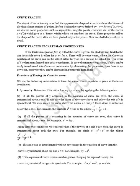 Curve Tracing In Cartesian Coordinates Pdf Asymptote Cartesian