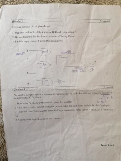 Solved Question 3 5 Points Consider The Logic Circuit Chegg Com