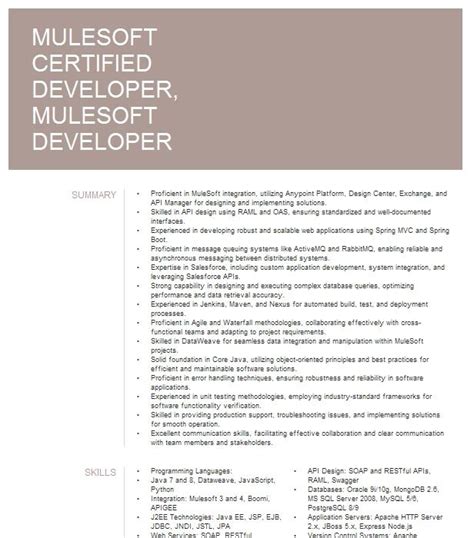 Mulesoft Certified Developer Mulesoft Developer Resume Example