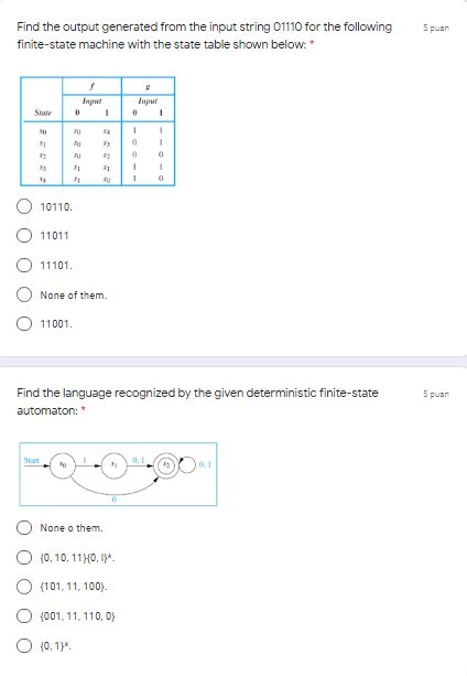 solved 5 puan find the output generated from the input