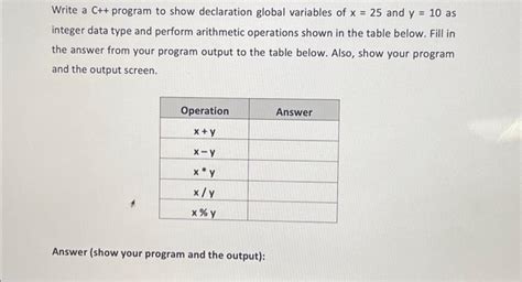 Solved Write A C Program To Show Declaration Global