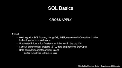 Sql Basics How To Use A Cross Apply And Why Youtube