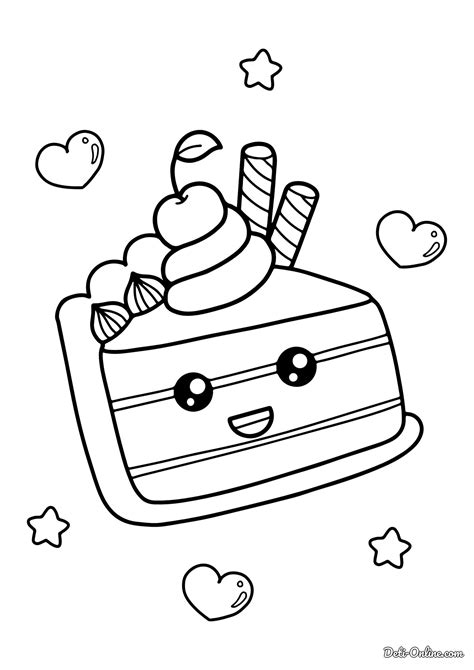 Раскраска Милый тортик распечатать или скачать