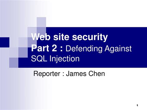 Ppt Web Site Security Part Defending Against Sql Injection Powerpoint Presentation Id