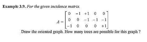 Solved Example For The Given Incidence Matrix Chegg