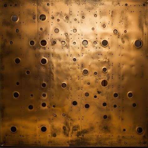 Premium Ai Image A Golden Wall With Circles And Holes In It