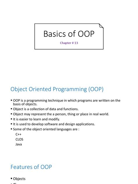 Basics Of Oop Chapter 13 Pdf Constructor Object Oriented