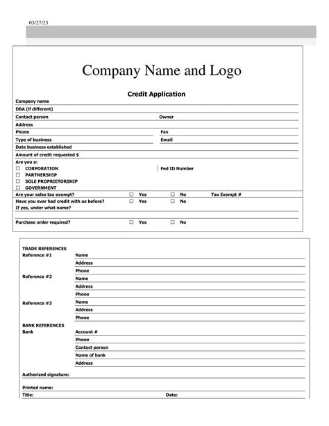 Free Printable Credit Application Form Templates [pdf Word]