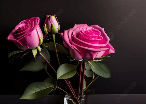 검은 배경 Ai 삽화가 있는 분홍 장미 꽃다발 핑크 장미 Ai 작품 핑크 장미 꽃다발 장미 배경 일러스트 및 사진 무료 다운로드 Pngtree