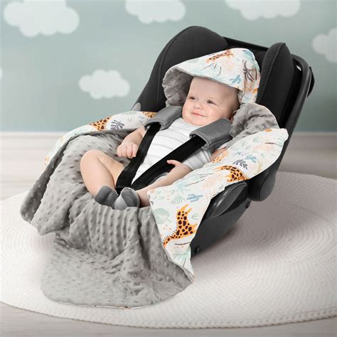 Couverture À Capuche Safari Avec Minky Gris 100 Coton 84x84 Cm