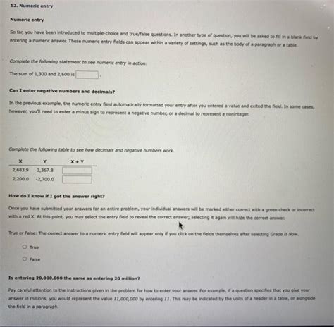 Solved Numeric Entry So Far You Have Been Introduced To