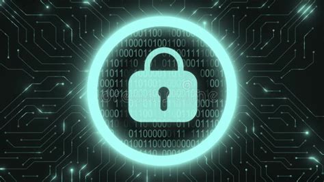 Cyber Security Concept Closed Lock Running Binary Code Circuit Grid Stock Video Video Of
