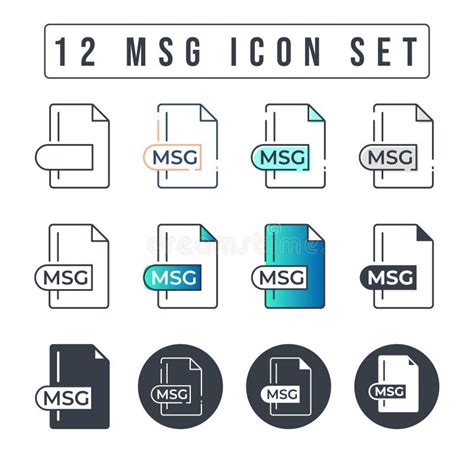 Msg File Format Icon Set 12 Msg Icon Set Stock Vector Illustration