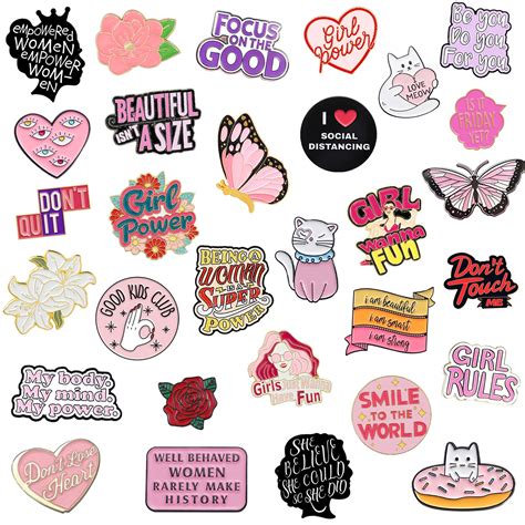 Sanyano 30 Pcs Girly Enamel Pins Bulk For Backpacks Hats Cute Brooch