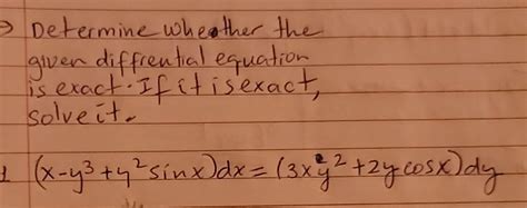 Solved ⇒ Determine Wherther The Given Diffrential Equation Solved ⇒ Determine Wherther The Given Diffrential Equation