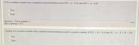 Solved If Z Is A Random Variable From A Standard Normal