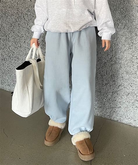 양기모핏보장 밴딩 와이드 파스텔 솜사탕 캔디 스트링 투웨이 키작녀 키큰녀 겨울 도톰 조거팬츠 8color 에이블리