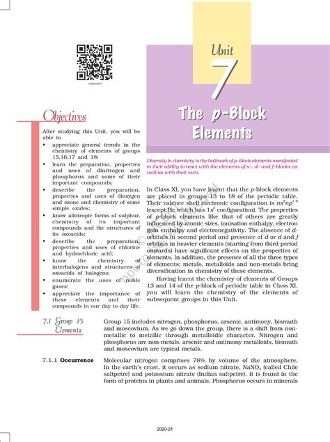 The P Block Elements NCERT Book Of Class Chemistry Part I