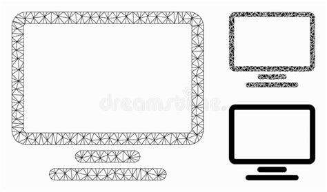 Monitor Vector Mesh Wire Frame Model And Triangle Mosaic Icon Stock Vector Illustration Of