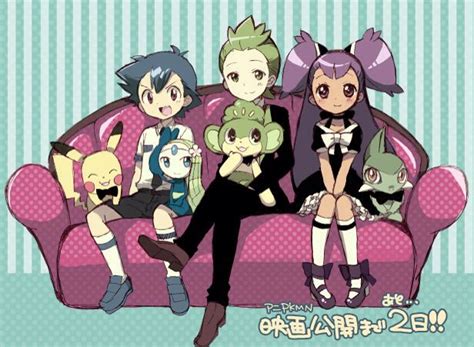 Ash Pikachu Meloetta Cilan Pansage Axew And Iris Pokemon
