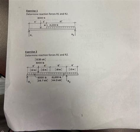 Solved Exercise 1 Determine Reaction Forces R1 And R2