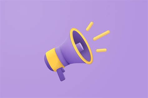 3d 확성기 스피커 또는 확성기 물러나 프로모션 확성기 확성기 마이크 목업 스피커폰 3d 벡터 렌더링 격리 보라색 배경에 대한