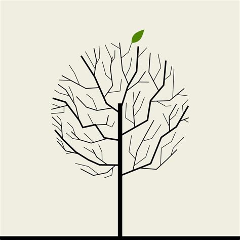 Tree With One Green Leaf A Vector Illustration 16776451 Vector Art At