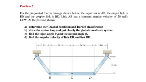 answered problem 3 for the pin jointed fourbar… bartleby