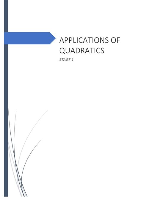 Applications Of Quadratics Mathematical Methods Year 11 Sace