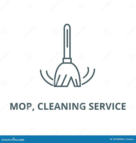 Mop Cleaning Service Vector Line Icon Linear Concept Outline Sign Symbol Stock Vector