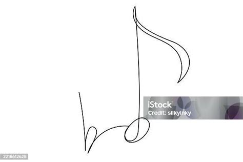 라인 아트 음표 기호 하나의 연속 개요 음악 사운드 아이콘입니다 낙서 곡선 윤곽선 얇은 스트로크 윤곽선 그리기 Clasical Note 스타일 0명에 대한 스톡 벡터 아트