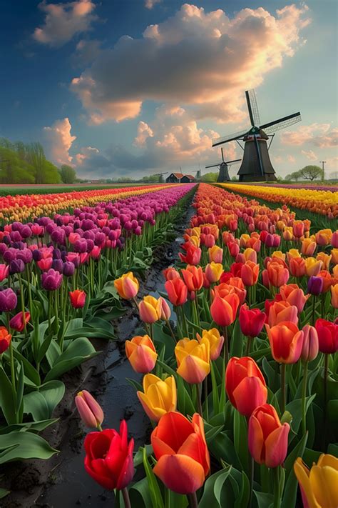 Download Ai Generated Tulips Windmills Royalty Free Stock Illustration Image Pixabay