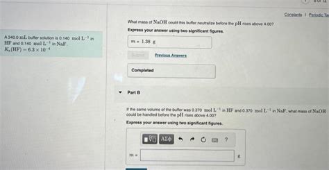 Solved What Mass Of NaOH Could This Butfer Noutralize Bofore Chegg Com