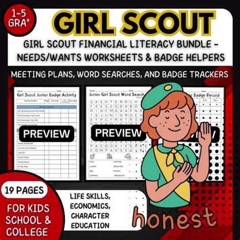 Girl Scout Financial Literacy Needswants Worksheets And Badge Helpers