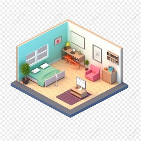 3d 방 모델 파란색 노란색 아이소메트릭 스테레오장식하다직사각형 Png 일러스트 무료 다운로드 Lovepik