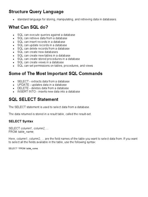 Structure Query Language Pdf Sql Information Science