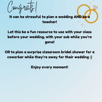 Wedding Inspired Activities Classroom Bridal Shower Teacher Getting Married