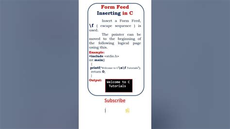 Form Feed In Censolutions5210 En Coding Fromfeed Clanguage Clanguageforbeginners Youtube