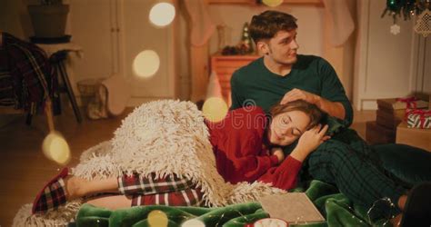 Woman Resting On Boyfriend S Lap Sitting On Blanket Stock Footage